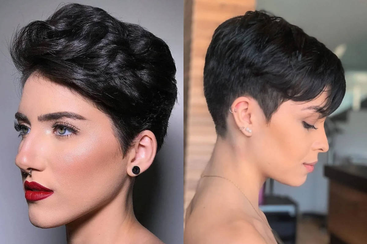 3 tagli di capelli molto corti per chi ama il nero corvino, pixie cut ...
